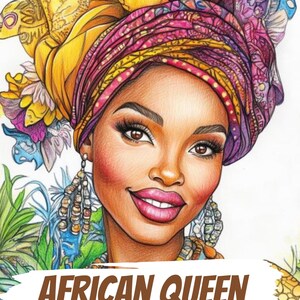40 African Queen Coloring Book, Printable PDF, Beautiful Black Women ...