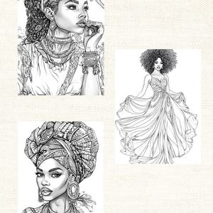 40 African Queen Coloring Book, Printable PDF, Beautiful Black Women ...
