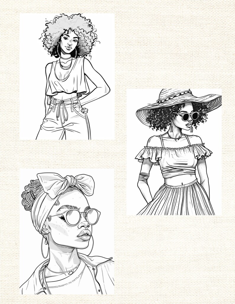 40 Afro Braids Coloring Book, Printable PDF, Beautiful Black Women ...