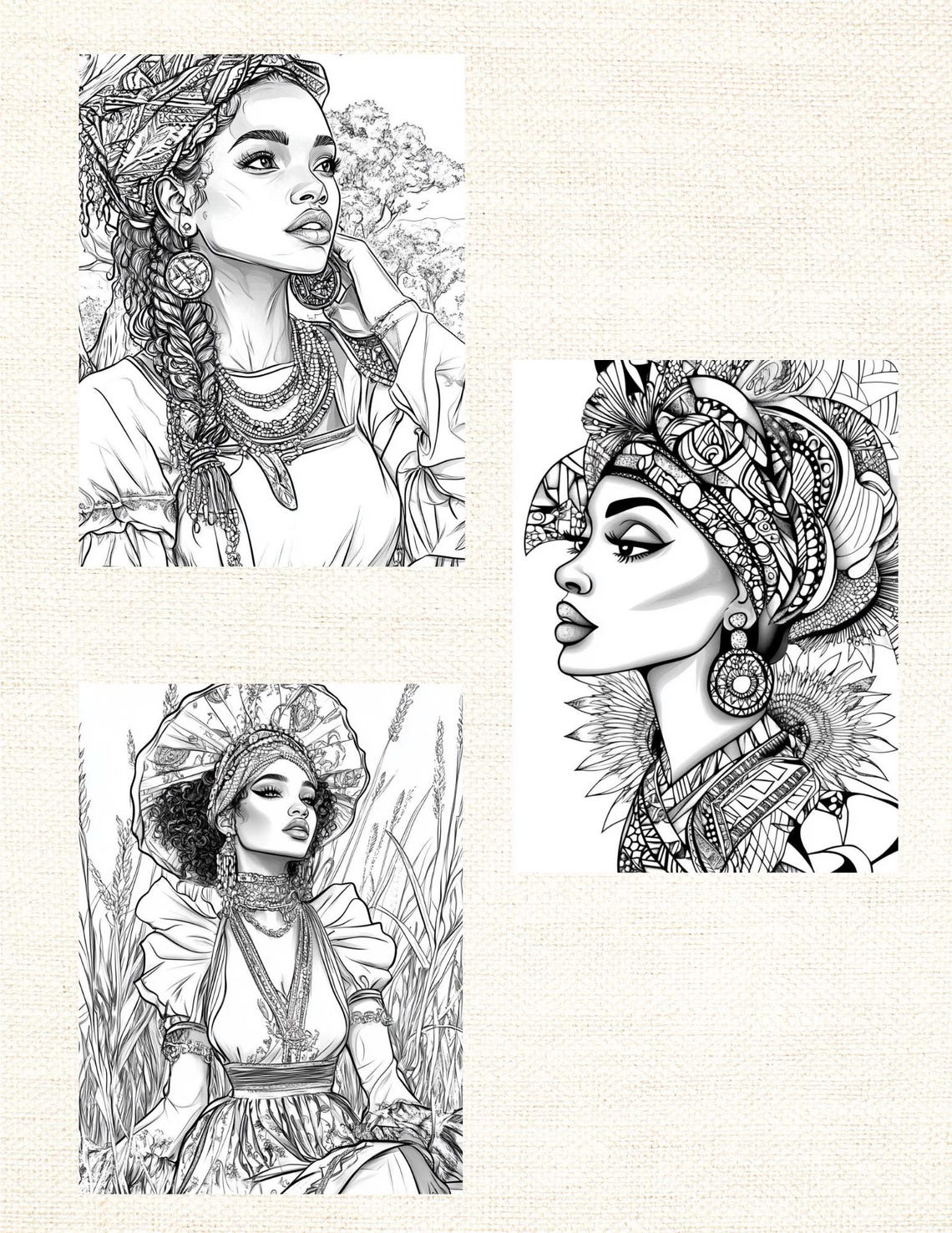 40 African Queen Coloring Book, Printable PDF, Beautiful Black Women ...