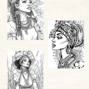 40 African Queen Coloring Book, Printable PDF, Beautiful Black Women ...
