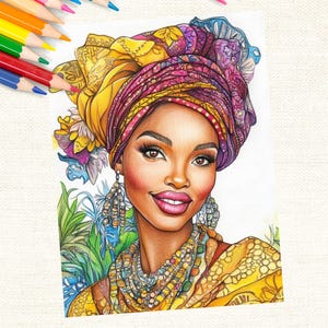 40 African Queen Coloring Book, Printable PDF, Beautiful Black Women ...