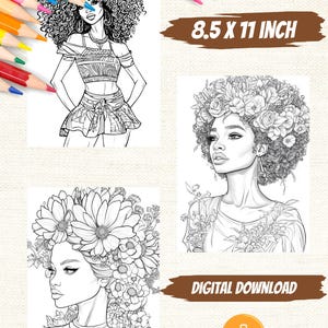 40 African Queen Coloring Book, Printable PDF, Beautiful Black Women ...
