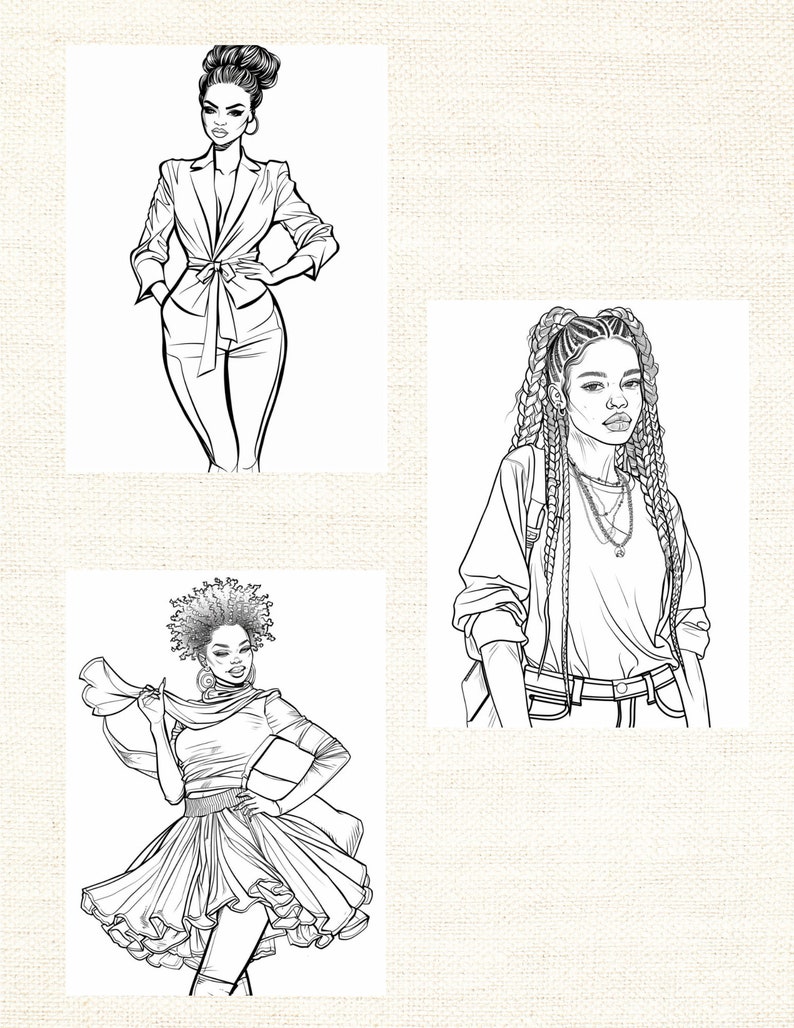 40 Afro Braids Coloring Book, Printable PDF, Beautiful Black Women ...