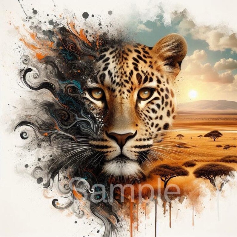African Inspired Leopard Art HI RES Digital Download - Etsy