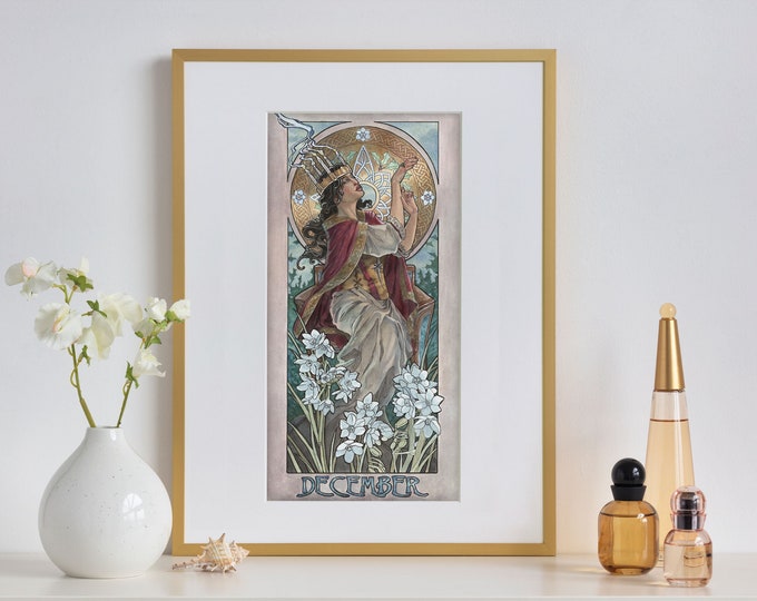 Art Print Lady of June With Roses Bride by the Well Goddess Sun Wheel ...