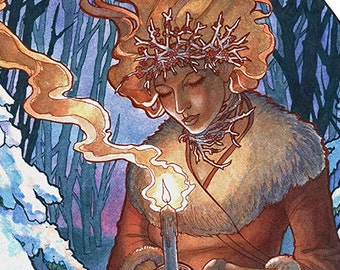 Art Print Lady of October Goddess With Will-o-the-wisps Spirits ...