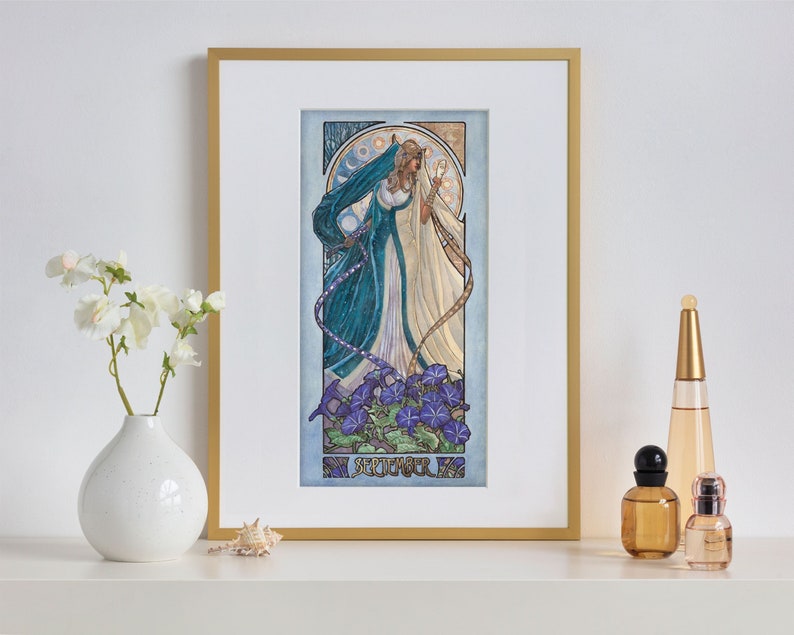 Art Print Lady of September Celestial Equinox Goddess With | Etsy