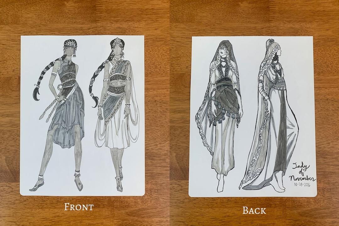 Original Art Fashion Illustration Drawing Lady of May & Lady of ...