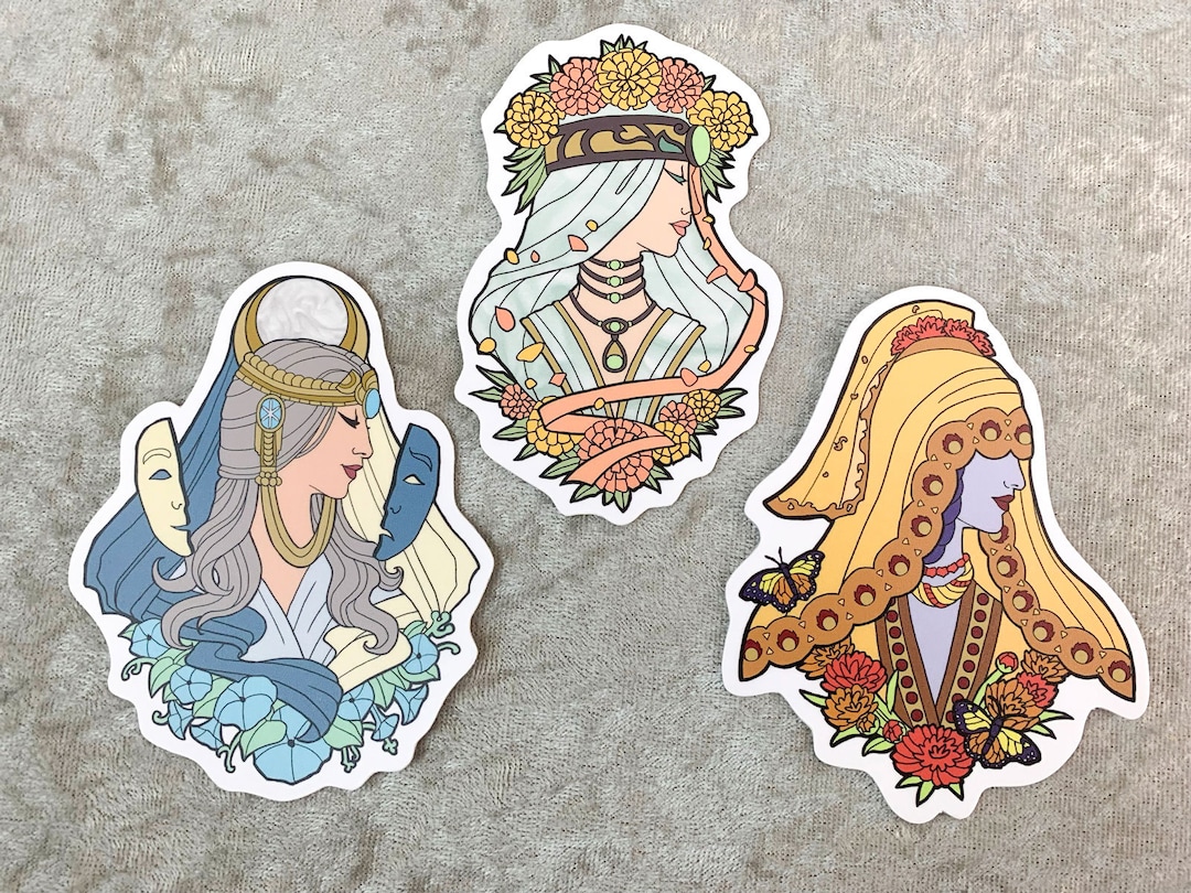 Set or Single Stickers - Goddesses of Autumn Removable Vinyl Sticker 4 ...