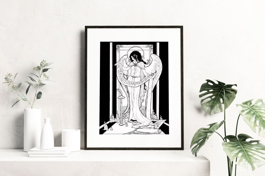 Art Nouveau Forgotten Muse Angel Scribe With Candles and Scrolls Mucha ...