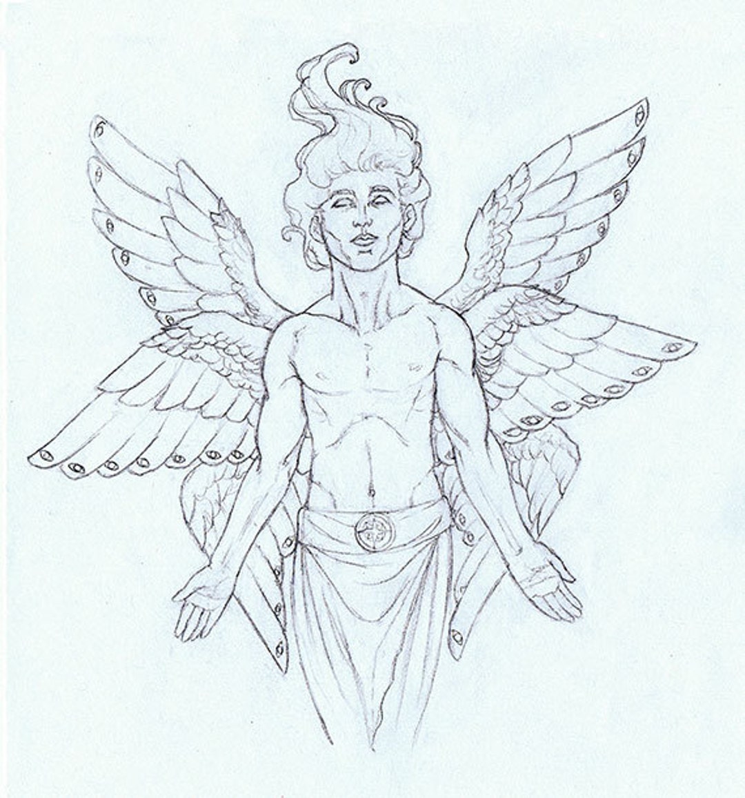 Multi-winged Seraphim Archangel Original Drawing - Etsy