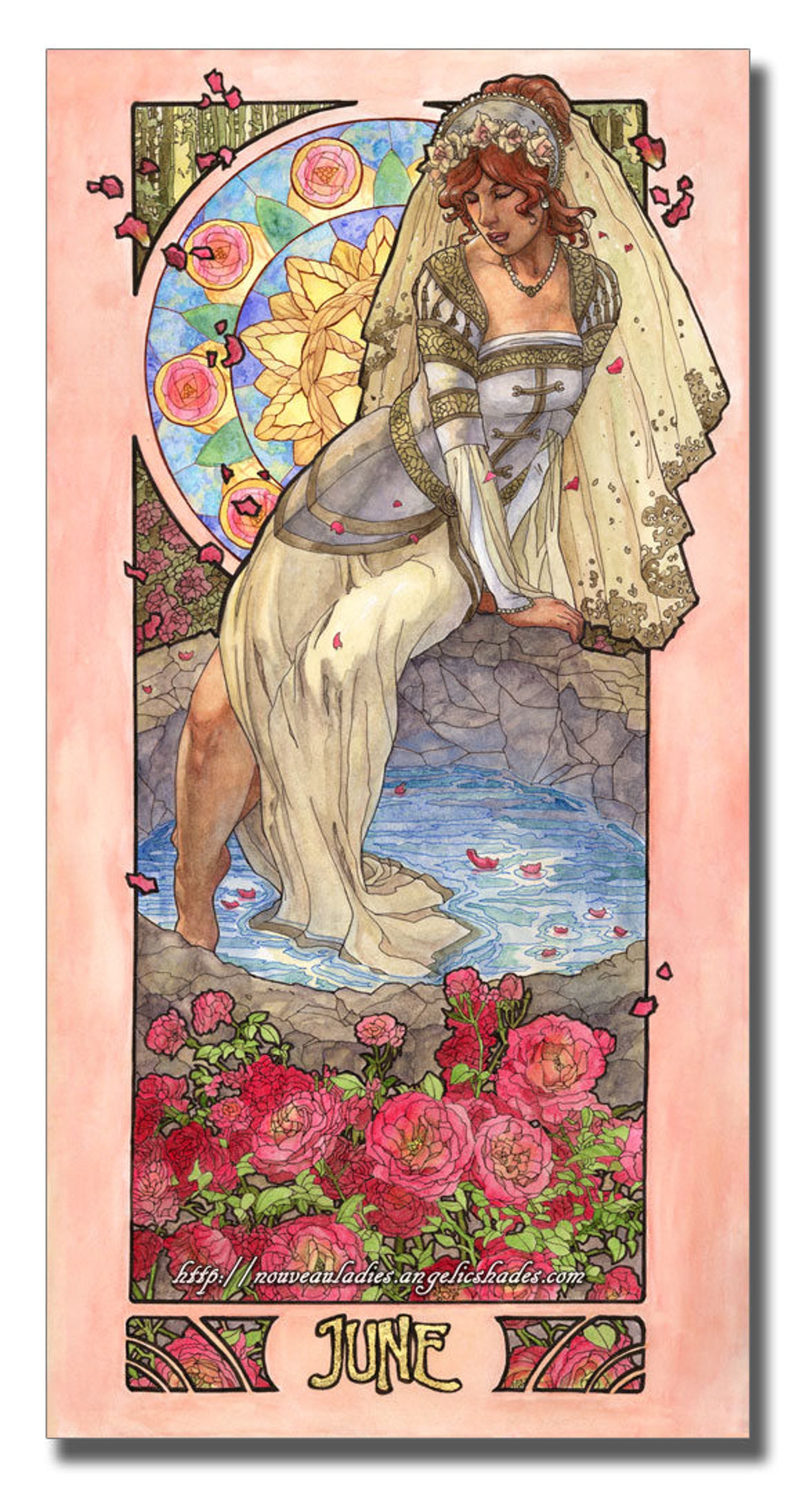 Art Print Lady of June With Roses Bride by the Well Goddess - Etsy