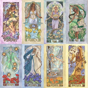 Art Print Lady of June With Roses Bride by the Well Goddess Sun Wheel ...