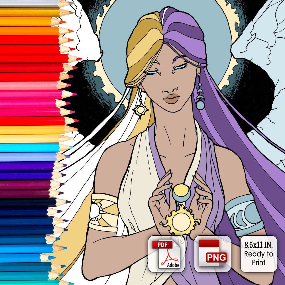 Printable Coloring Book Page for Adults Celestial Angel of | Etsy