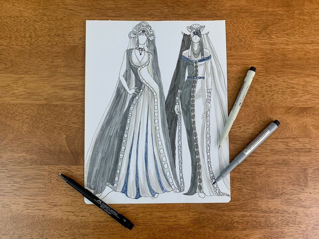 Original Art Fashion Illustration Drawing Lady of September Goddess ...