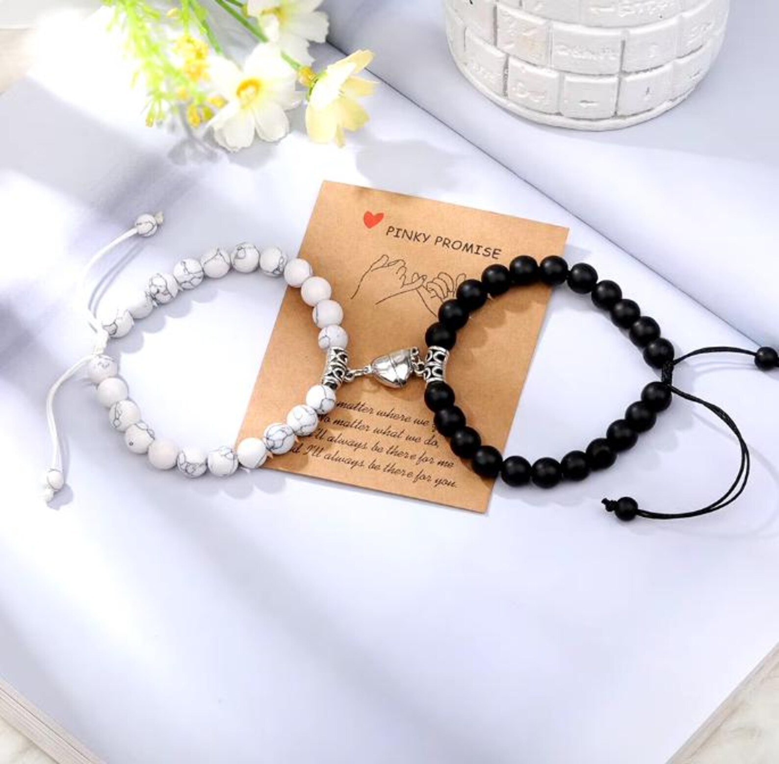 A Set of Two Matching Natural Gemstone Bracelets| Distance Couple's ...