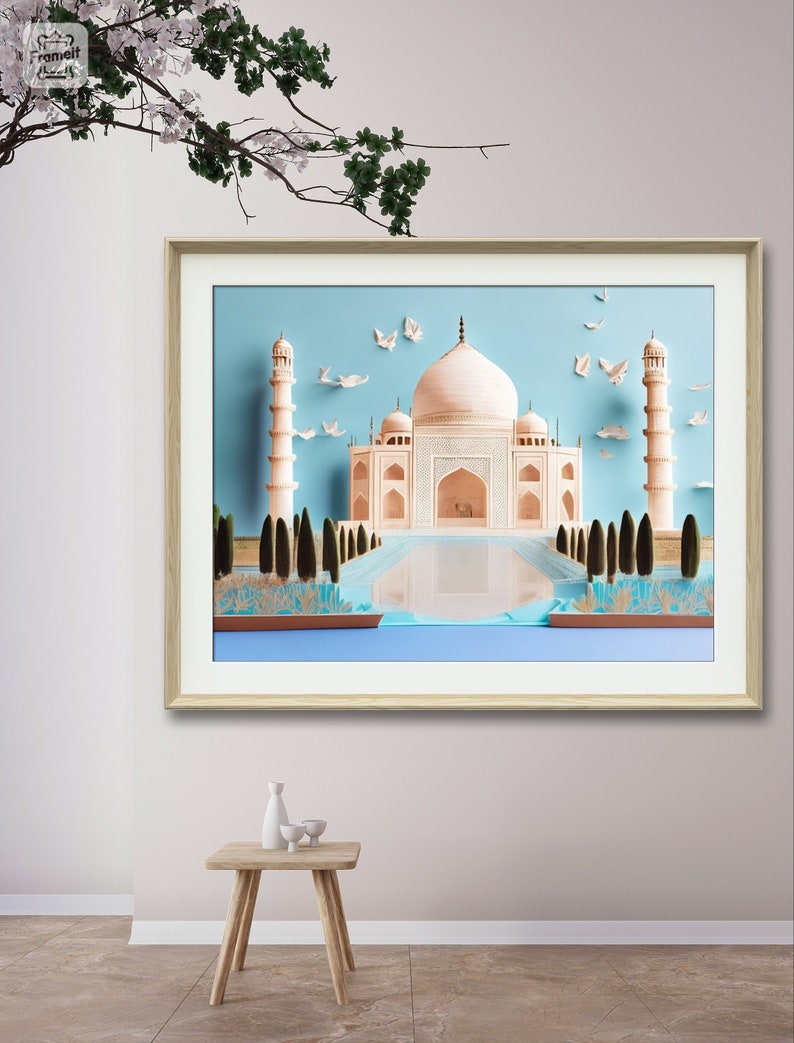 Paper Cut Taj Mahal Artwork, Paper Quilling Art, Paper Cut Art, Digital ...