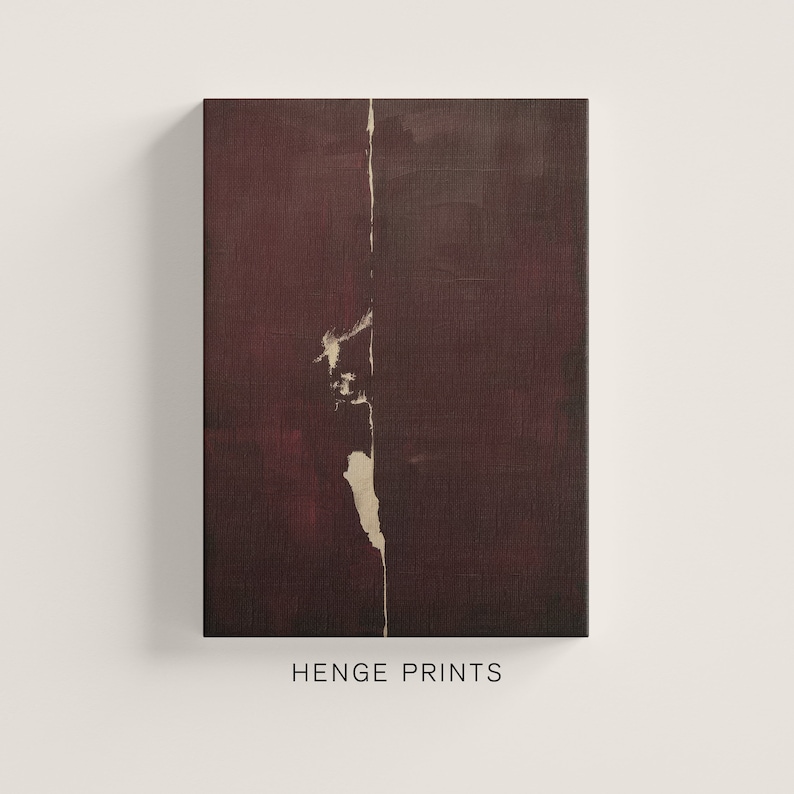 Burgundy Abstract Painting | Minimalist Abstract Poster - Dark Wall ...