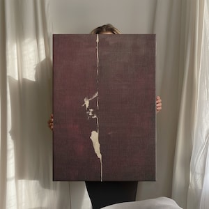 Burgundy Abstract Painting | Minimalist Abstract Poster - Dark Wall ...
