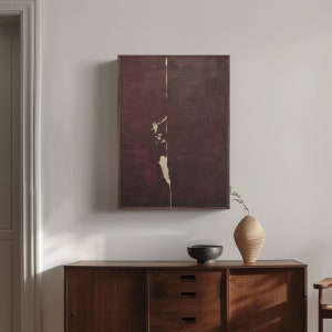 Burgundy Abstract Painting | Minimalist Abstract Poster - Dark Wall ...