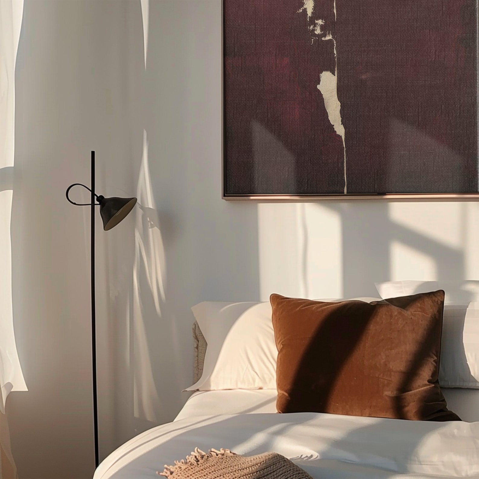 Burgundy Abstract Painting | Minimalist Abstract Poster - Dark Wall ...