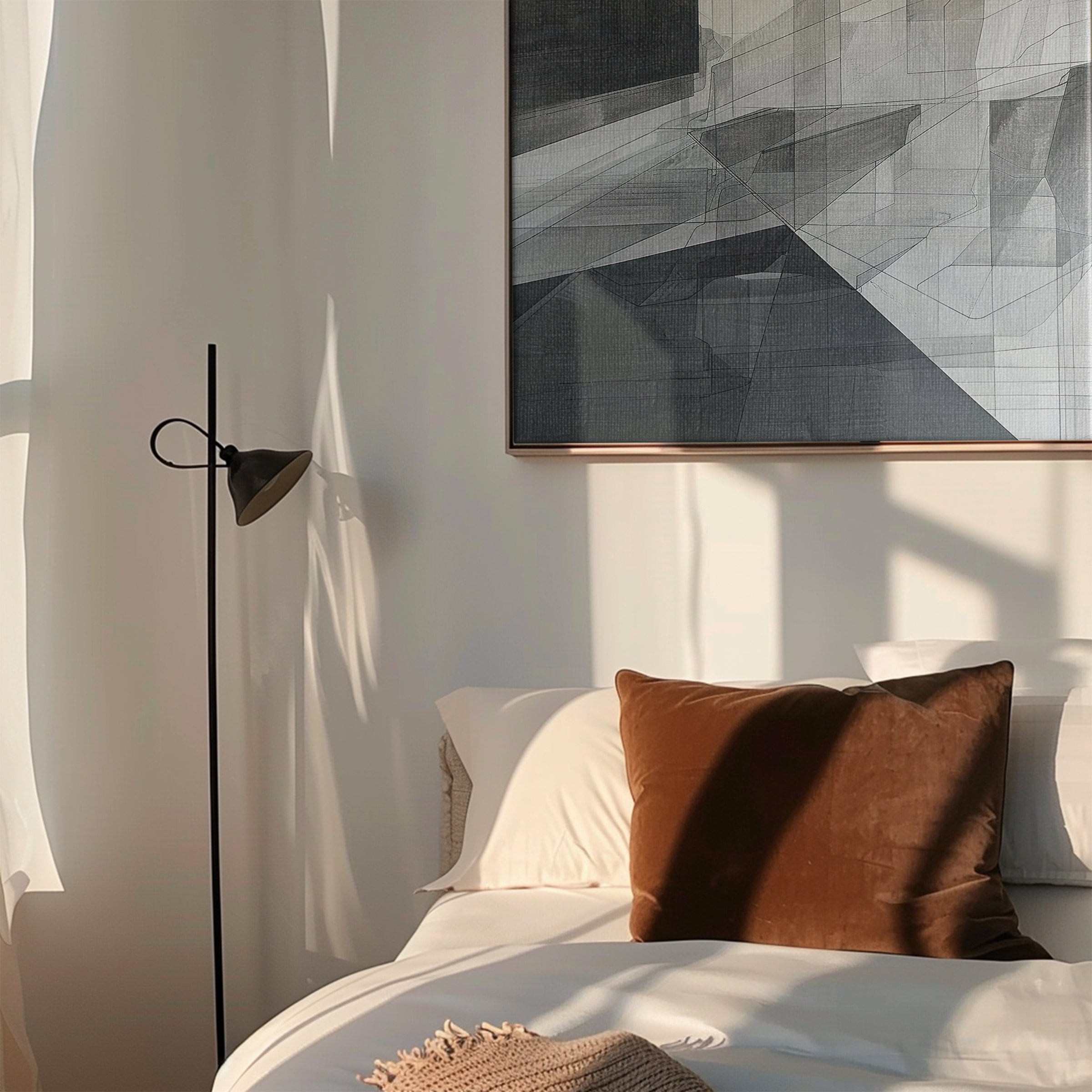 Dark Abstract Print, Geometric Black and Grey Digital Wall Art ...