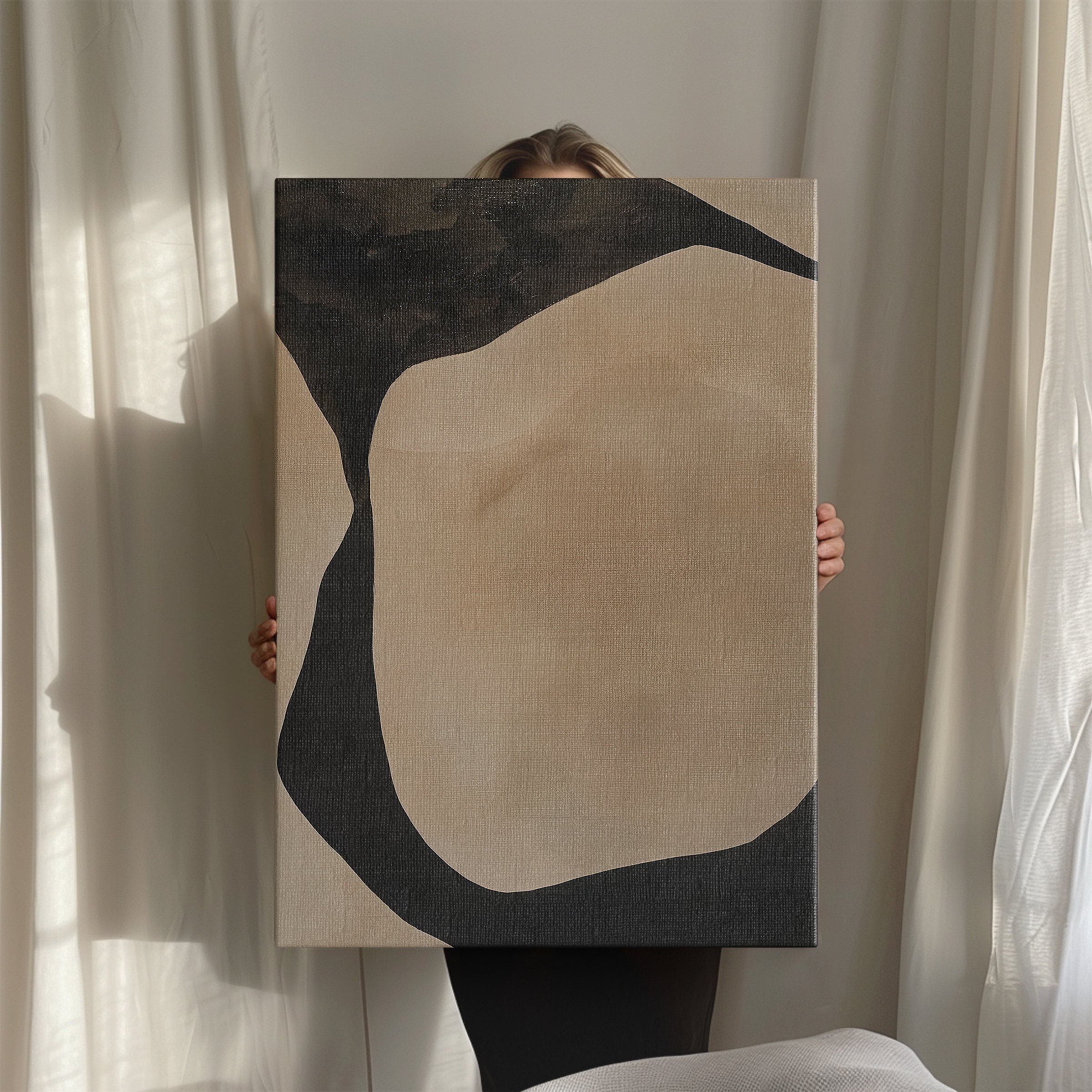 Earth Tone Painting Modern Abstract Art - Large Format Beige Brown ...