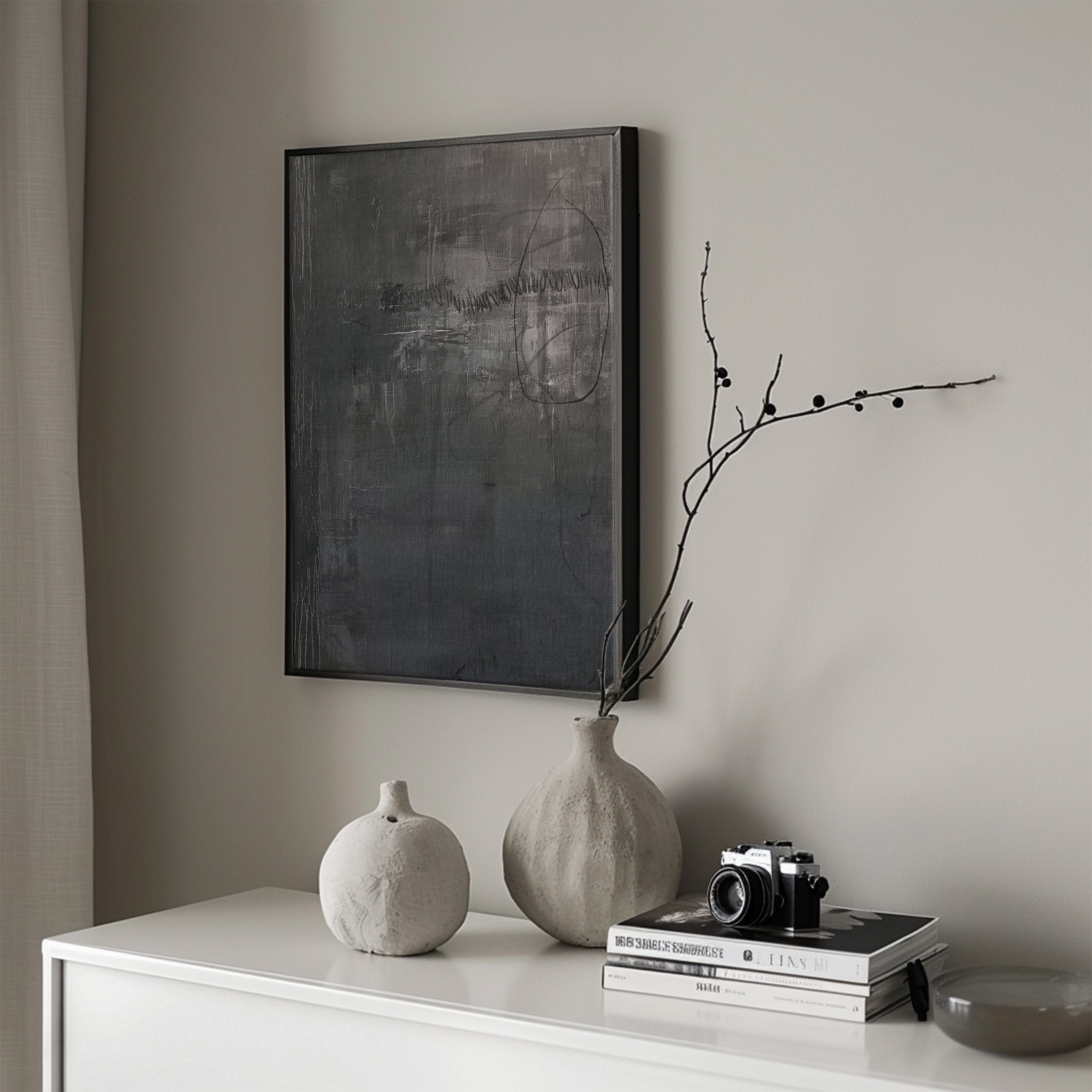 Black Abstract Digital Download | Minimalist Black Industrial Poster ...