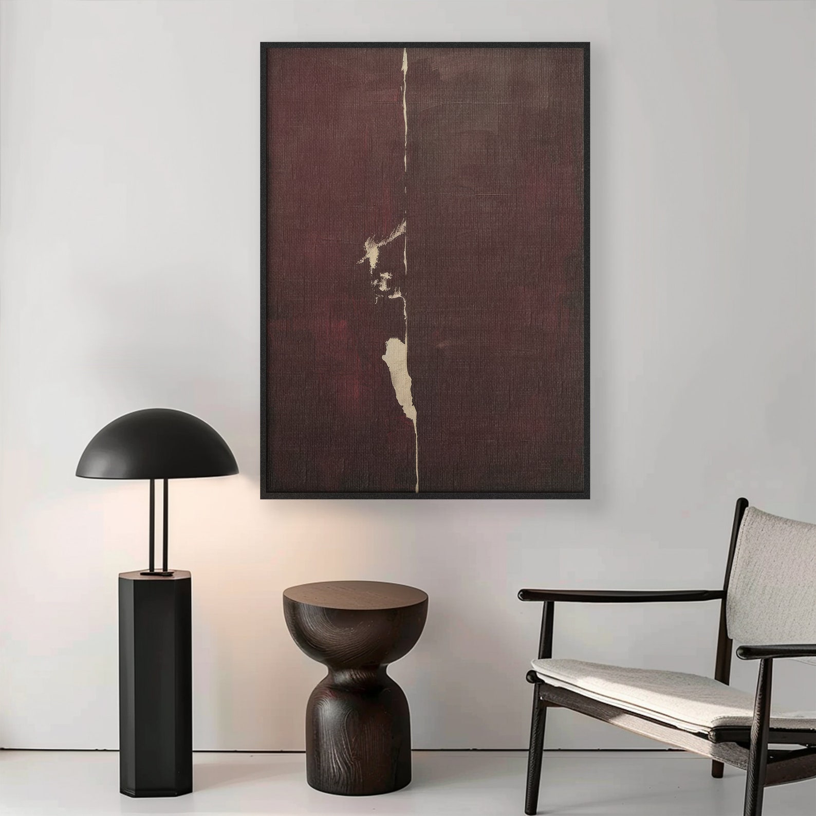 Burgundy Abstract Painting | Minimalist Abstract Poster - Dark Wall ...
