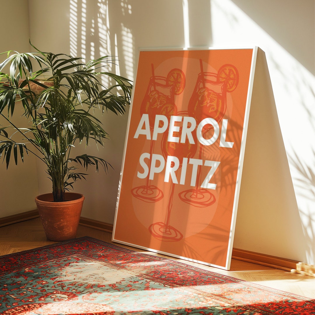 Aperol Spritz Art Print - Mid Century Wall Art, Orange Retro Fun ...