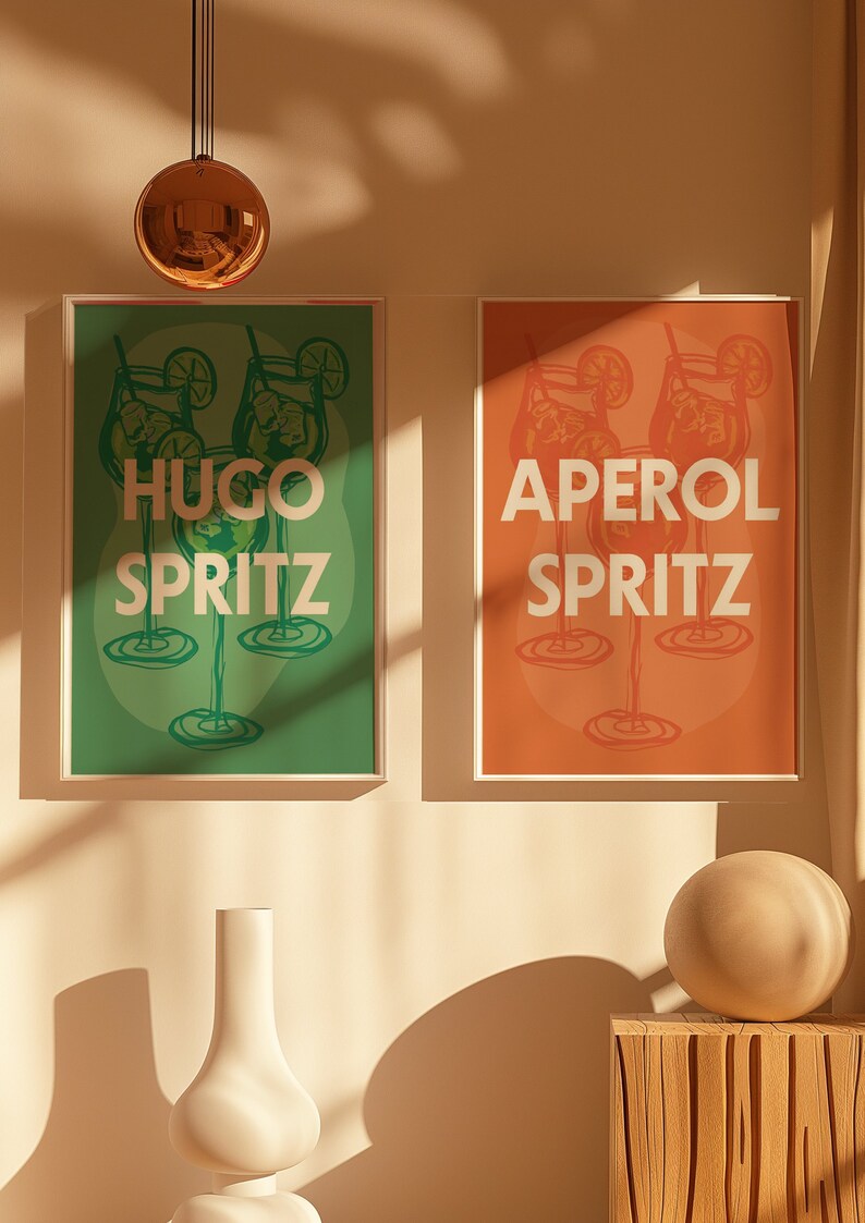 TRIO COCKTAIL BUNDLE Spritz Art Print Aperol Hugo Poster, Retro Fun ...
