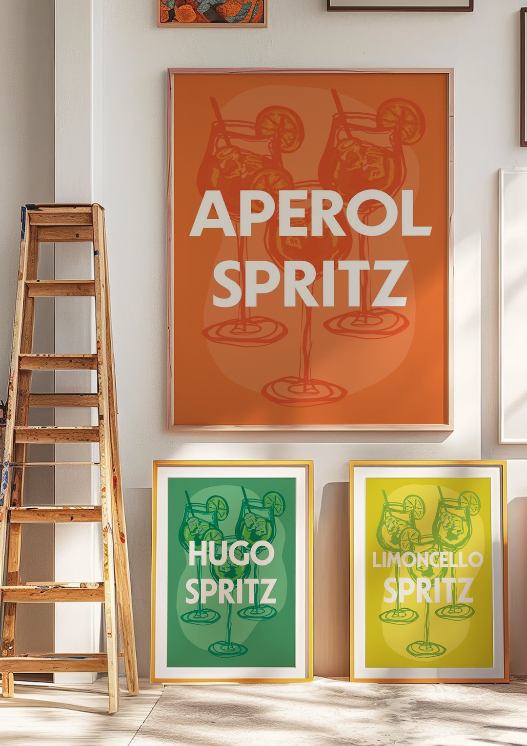 TRIO COCKTAIL BUNDLE - Spritz Art Print - Aperol Hugo Poster, Retro Fun ...