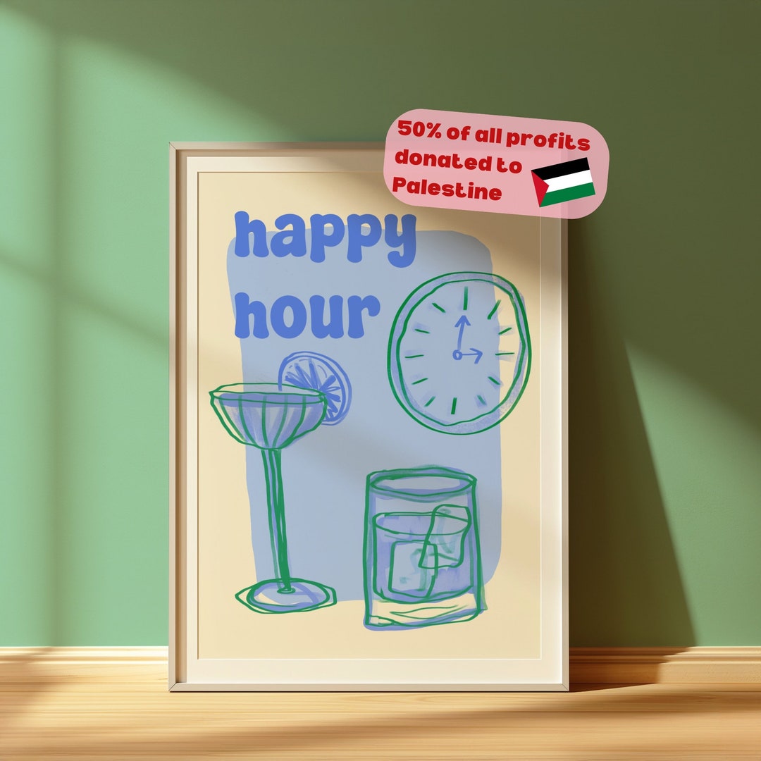 HAPPY HOUR Art Print - Mid Century Wall Art, Retro Fun Margarita ...