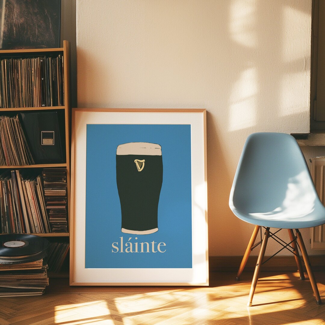 Guinness Sláinte Art Print - Mid Century Wall Art, Retro Fun Irish ...