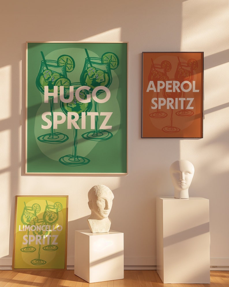 TRIO COCKTAIL BUNDLE - Spritz Art Print - Aperol Hugo Poster, Retro Fun ...