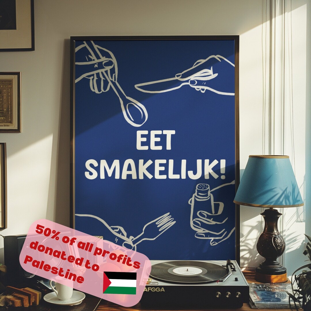 EET SMAKELIJK! Art Print - Mid Century Wall Art, Dutch Retro Fun ...