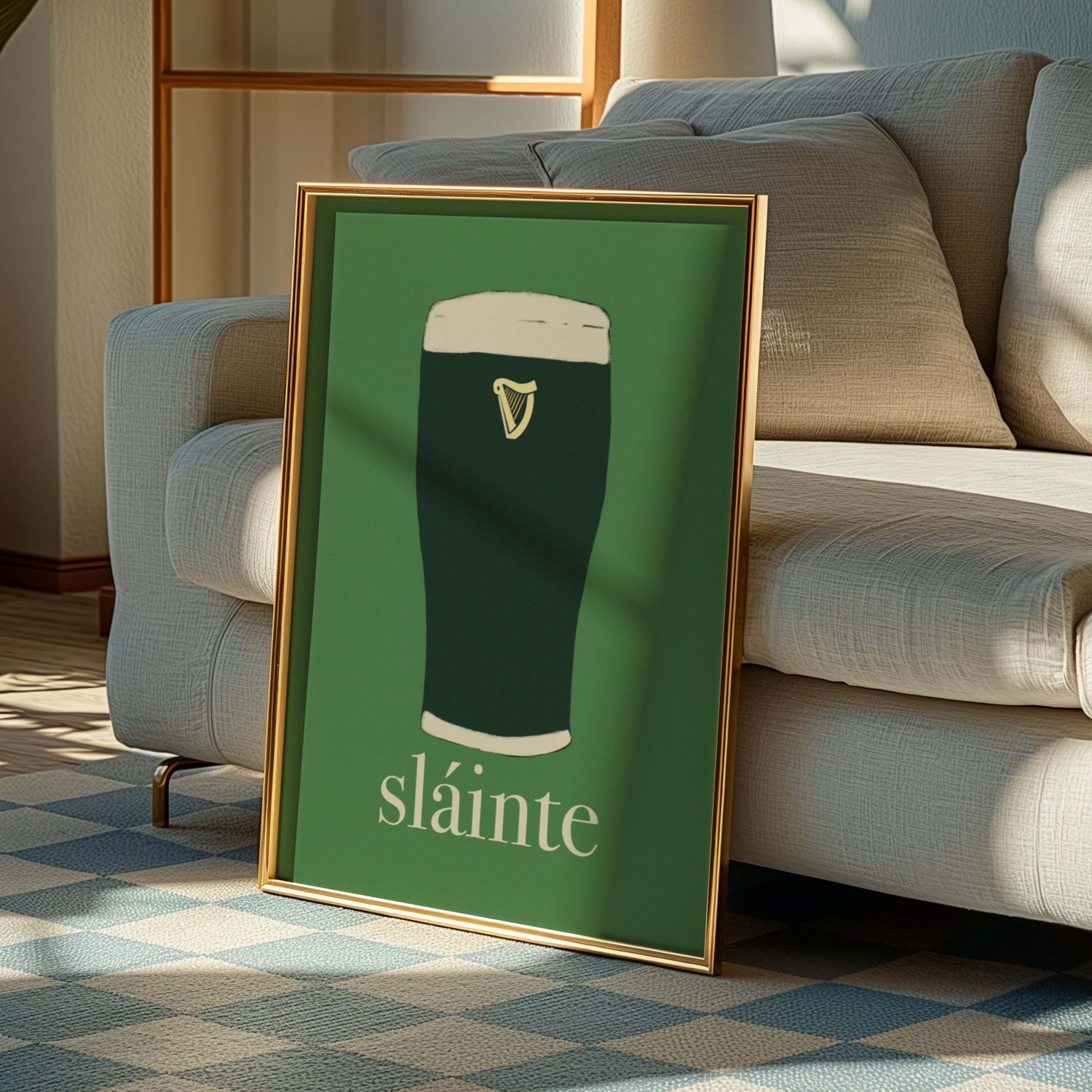 Guinness Sláinte Art Print - Mid Century Green Wall Art, Retro Fun ...