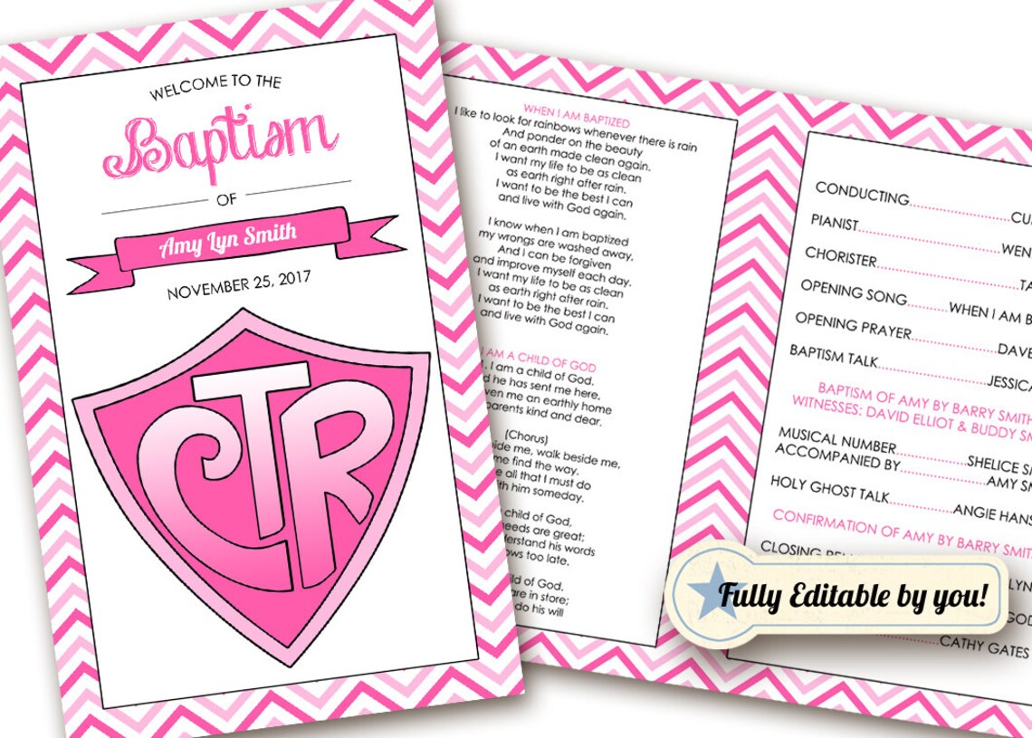 INSTANT DOWNLOAD - Printable Folding Baptism Program - LDS - Fully ...