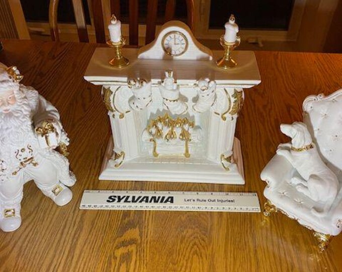 Traditions Porcelain Centerpiece Set, 6 Pieces, White Ceramic, Gold ...