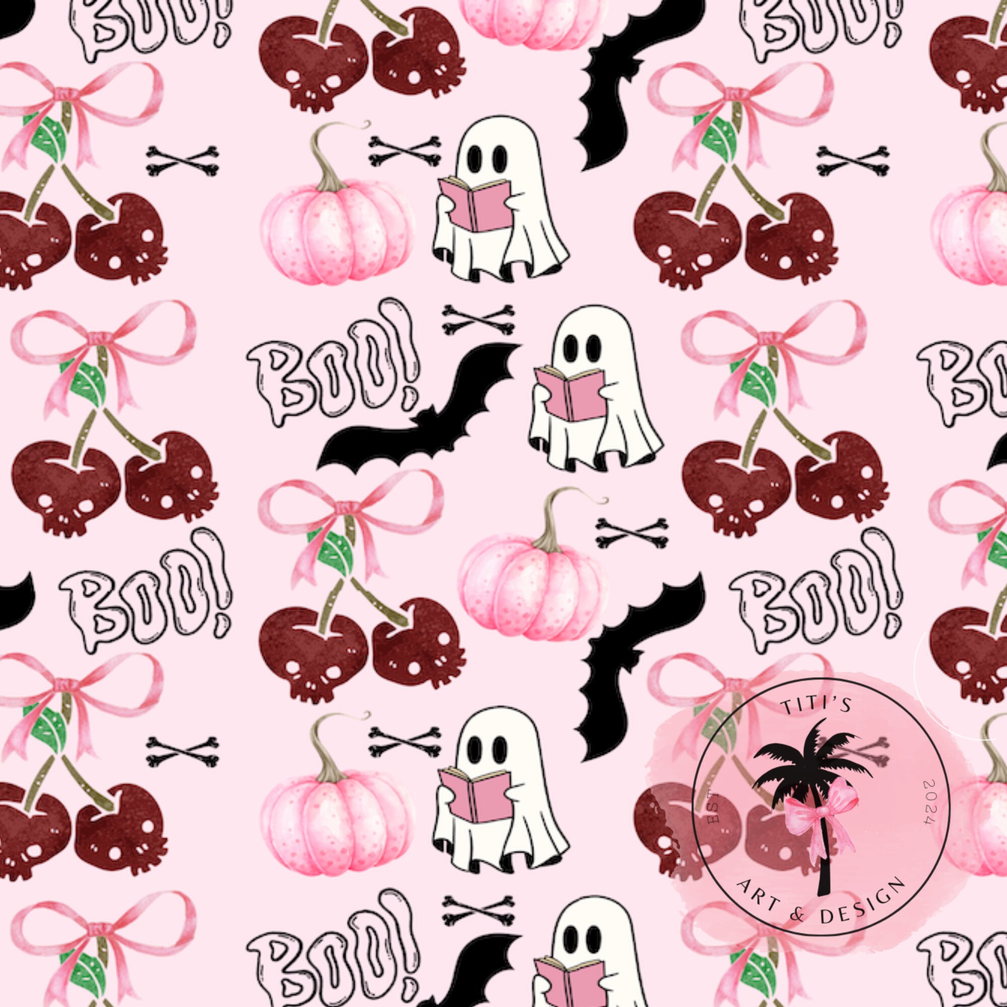 Coquette Scary Cherries Seamless Design: Skull Tumbler Blanket (digital ...