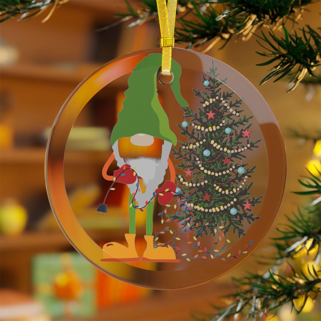 Twinkle Toes & Tinsel Nose Gnome Glass Ornament Gnome Christmas Cheer ...