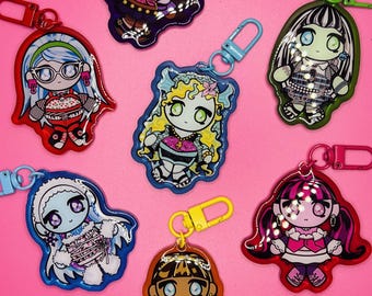 Monster High Keychains Draculaura, Clawdeen, Frankie, Lagoona, Ghoulia ...