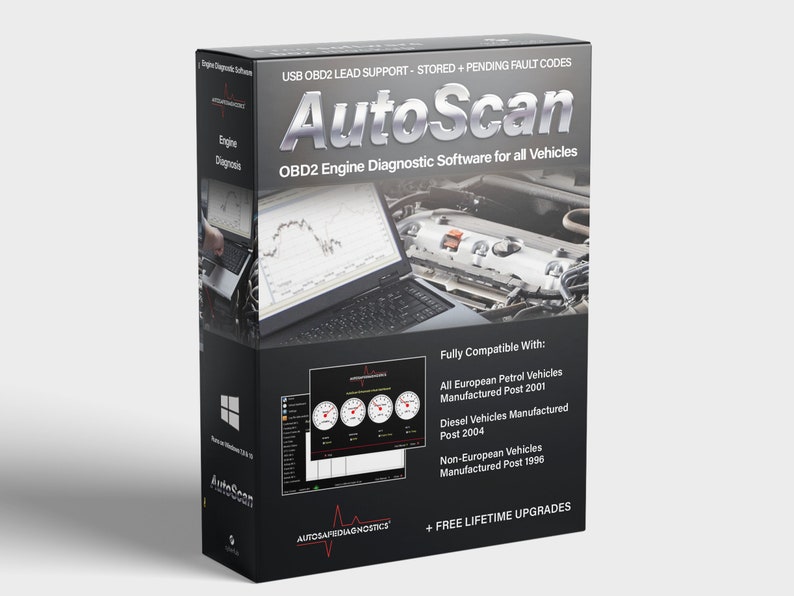 Autoscan Standard OBD2 EOBD Engine Car Diagnostic Software for All ...