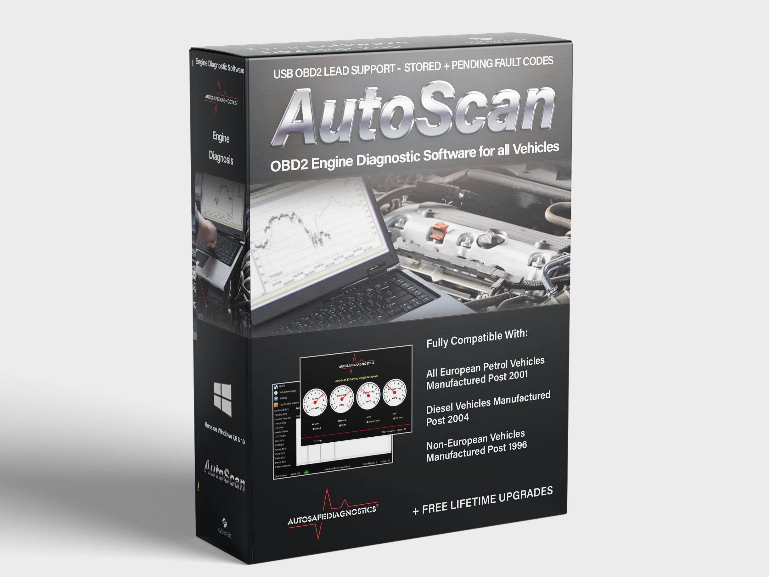 Autoscan Standard OBD2 EOBD Engine Car Diagnostic Software for All ...