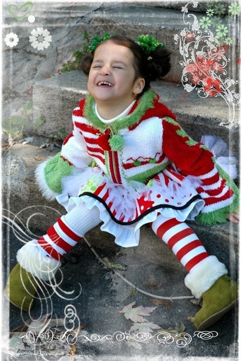 KNIT PATTERN Christmas Hand Knitted Jacket Sizes 2-12 Knit Pattern With ...