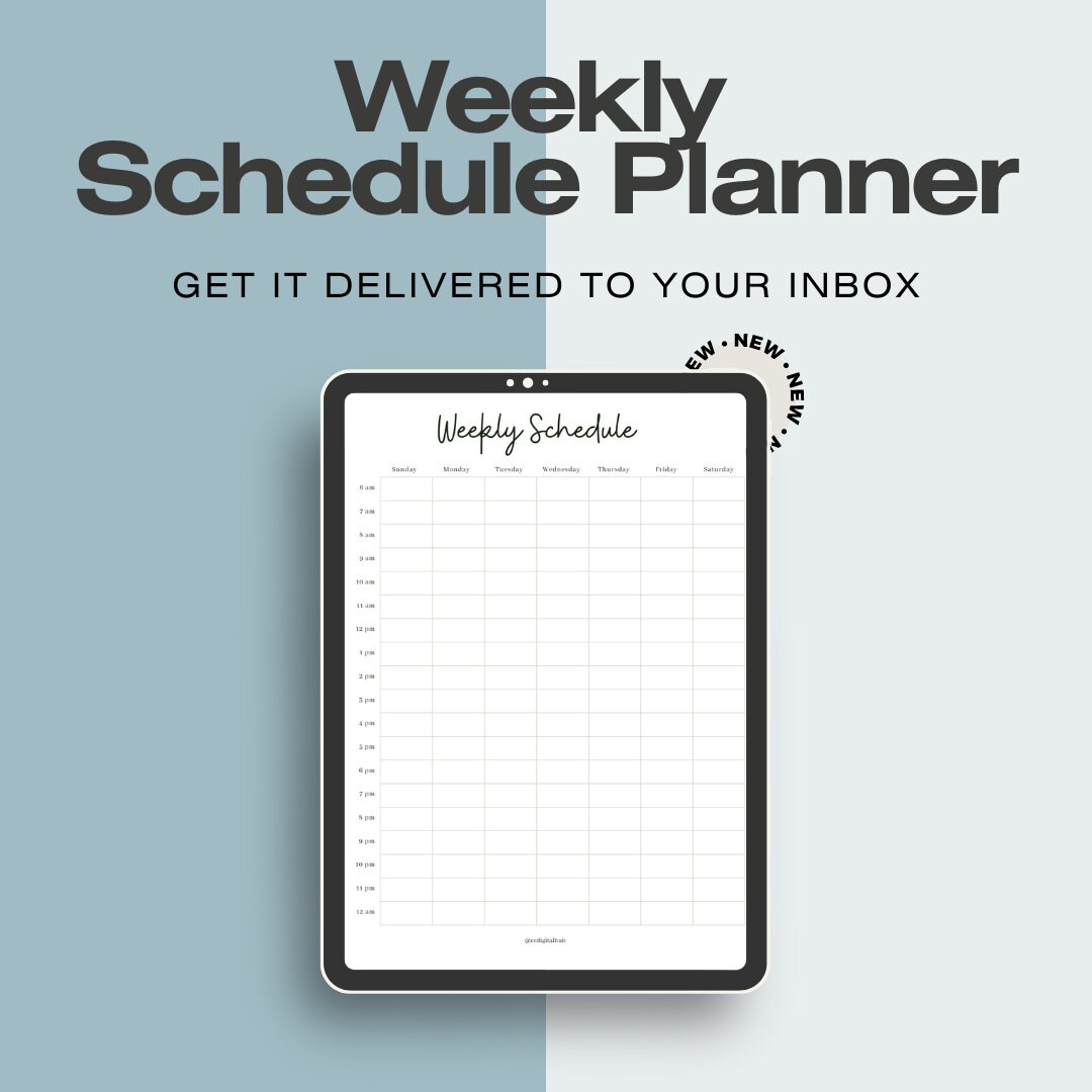 Weekly Schedule, Hourly, Printable Weekly Planner, Week at a Glance ...