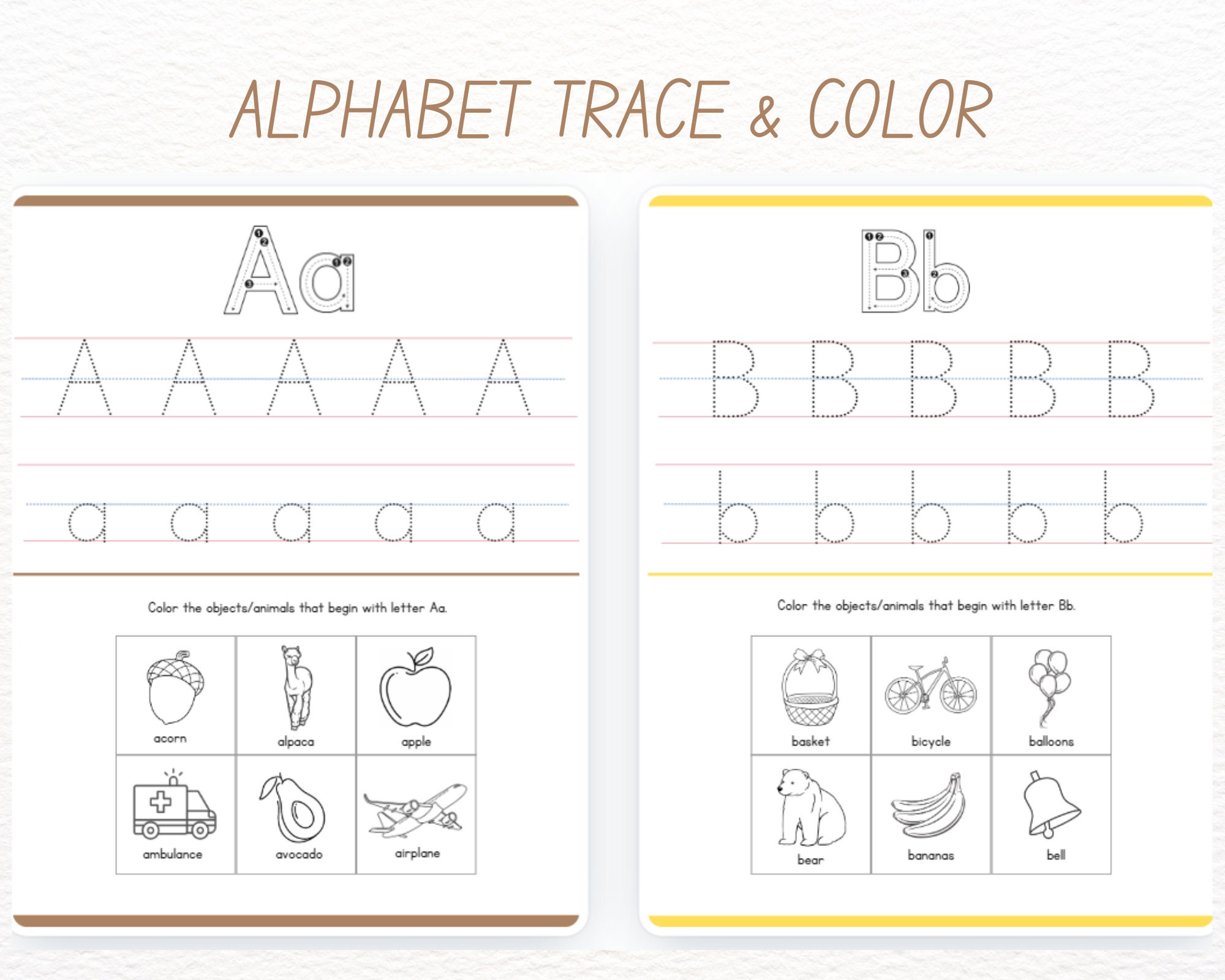 Alphabet Trace Color Worksheet for Toddlers and Preschoolers Printable ...