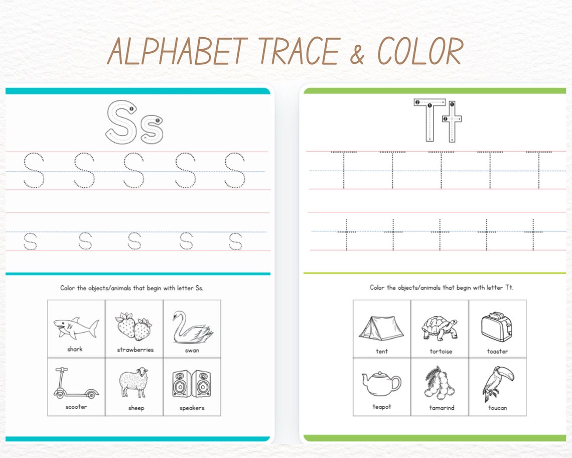 Alphabet Trace Color Worksheet for Toddlers and Preschoolers Printable ...