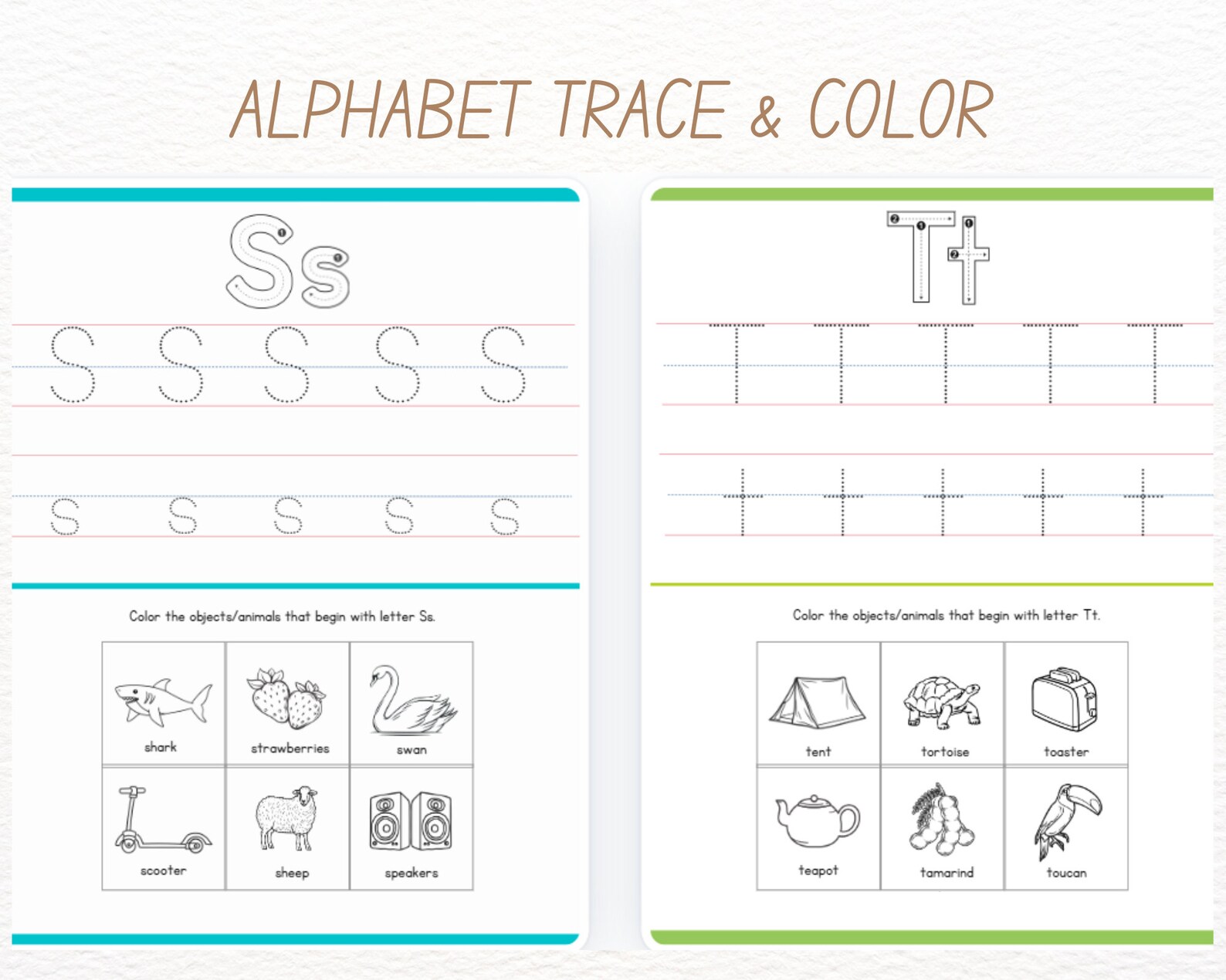 Alphabet Trace Color Worksheet for Toddlers and Preschoolers Printable ...